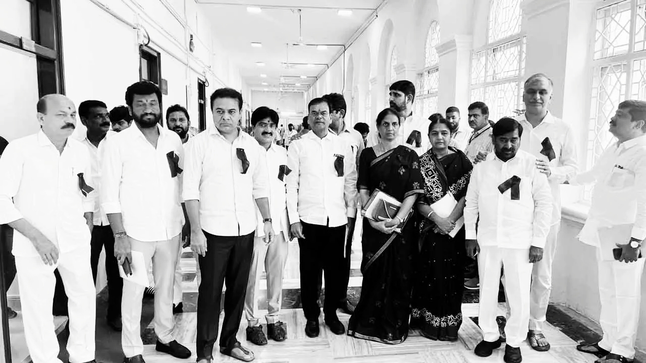 BRS MLAs arrives in Assembly with black badges – Riaan TV